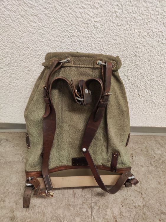 Alter Militär Rücksack Pfeffer & Salz mit Lederboden Swiss | Kaufen auf ...