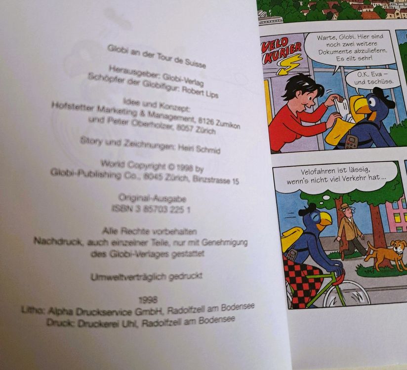 Globi an der Tour de Suisse, Original Ausgabe,1998, Comic (Gebraucht ...