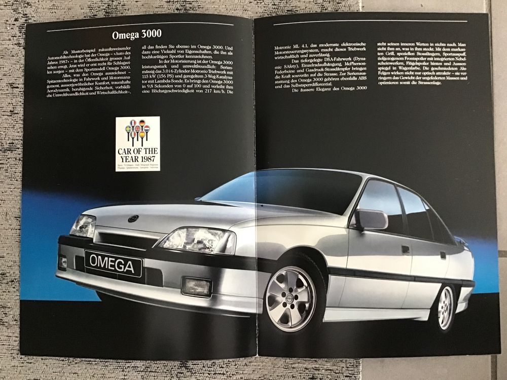 Opel Omega 3000 Faltprospekt 4 Seiten Dezember 1986 (Gebraucht) in ...