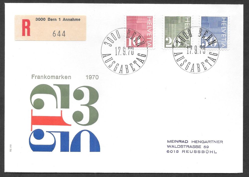 R-FDC Serie 483RM-485RM Rollermarken ET 17.9.1970 (Neu (gemäss Beschreibung)) in Olten für CHF 1 ...