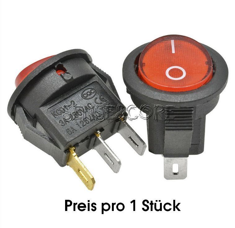 Mini-Kippschalter rund, rot 250V, 3A (Neu und originalverpackt) in ...