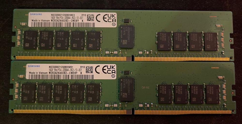 Samsung 16GB PC4-25600 DDR4-3200MHz 1RX4 ECC(2*16GB Riegel!) (Gebraucht) in Arbon für CHF 39.95 ...