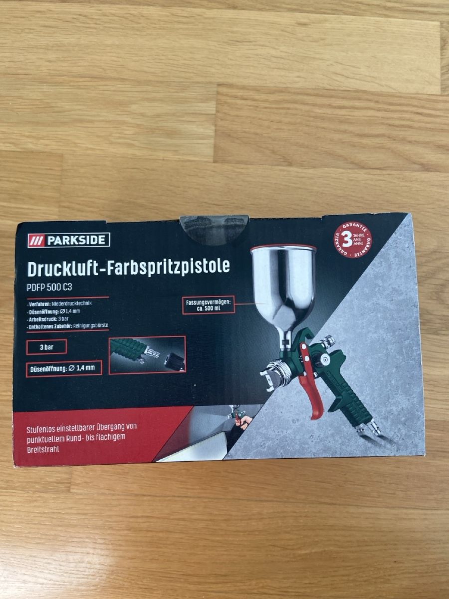 Parkside Druckluft-Farbspritzpistole PDFP 500 C3, Neu! (Neu und ...