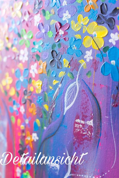 Acrylbild Natur floral bunt Blüten Blumen Unikat | Kaufen auf Ricardo