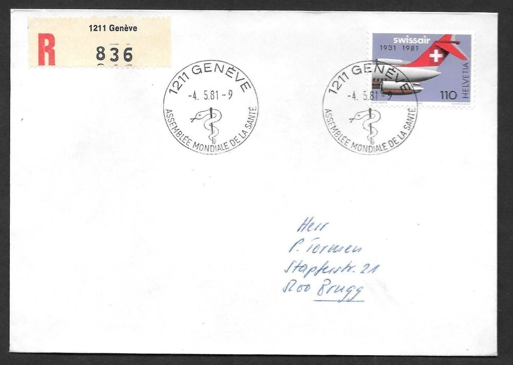 Sonderbrief OMS 14 Assemblée Mondiale Santé Genève 4.5.1981 (Neu (gemäss Beschreibung)) in Olten ...