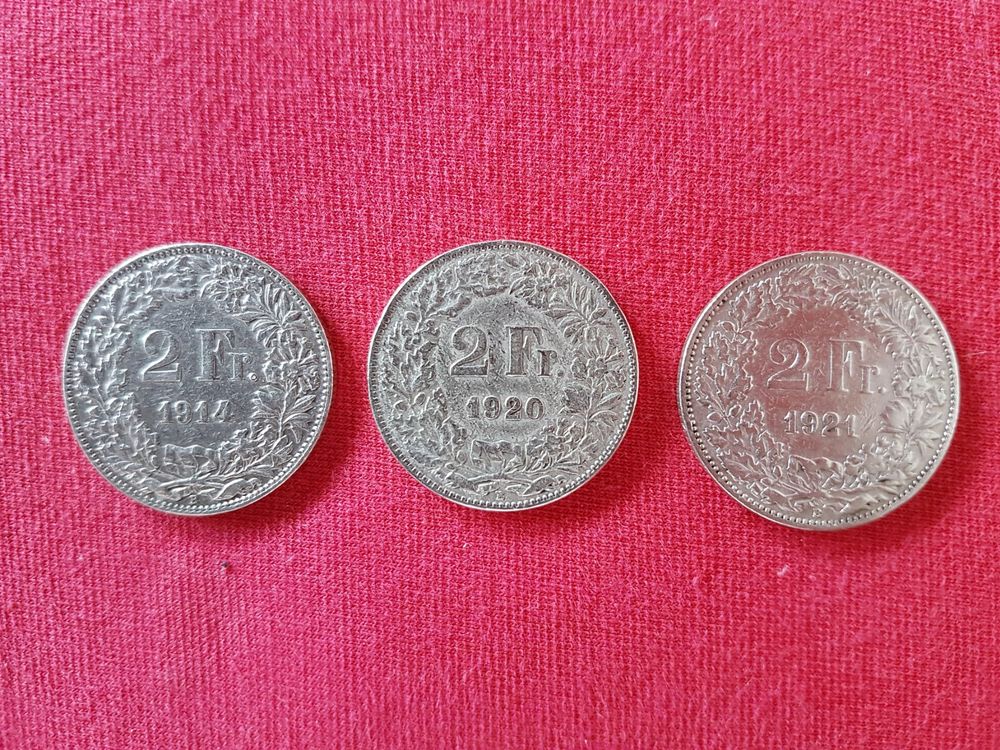 3 x 2 Fr Silbermünzen 1914-1920-1921 ab nur 1.00 Franken !! (Gebraucht) in Camignolo für CHF 17 ...