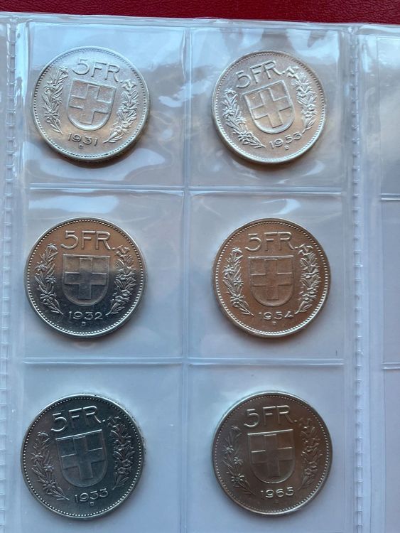12 x 5 Fr. unz. Silbermünzen 1931 - 1969 (Gebraucht) in untervaz für CHF 124 – mit Lieferung auf ...