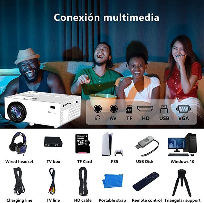 Mini Beamer HD 1080P 10000 Lumen LED Heimkino 300'' Display (Neu ...