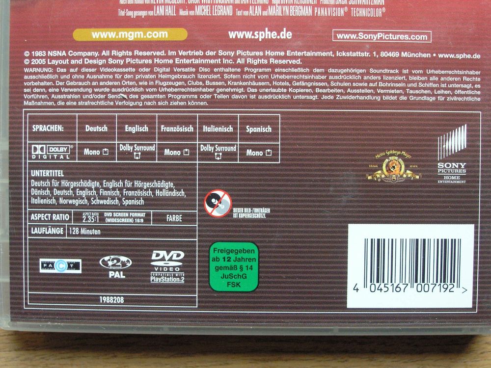 JAMES BOND 007 SAG NIEMALS NIE DVD Sean Connery (Gebraucht) in Zuzwil SG für CHF 17.5 – mit ...