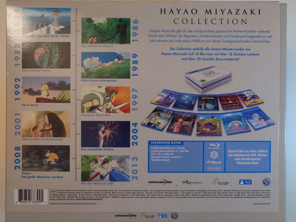 Hayao Miyazaki Collection - 10 Studio Ghibli Bluray Filme (Gebraucht ...