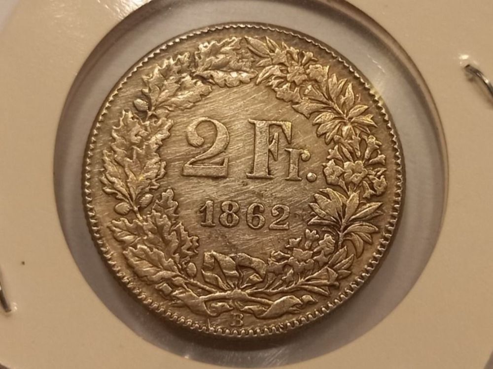 2 Franken 1862, Sitzende Helvetia (Gebraucht) in St-Prex für CHF 41 – mit Lieferung auf Ricardo ...