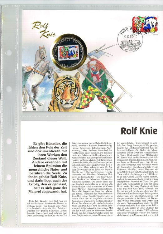 1992_Rolf Knie_Münzbrief mit Beschreibung | Kaufen auf Ricardo