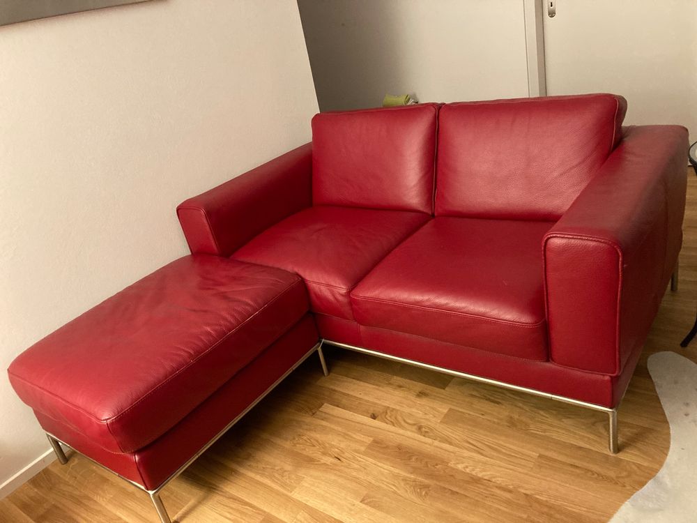 Leder 2er Sofa mit Hocker (Gebraucht) in Uetendorf für CHF 150 – nur Abholung auf Ricardo kaufen