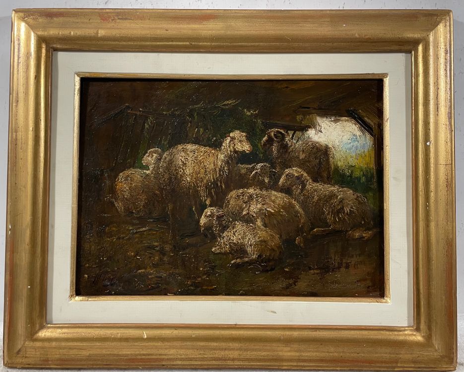 Antonio Milone (1834-1919) Gemälde - Schaf Familie (Gebraucht) in Root ...