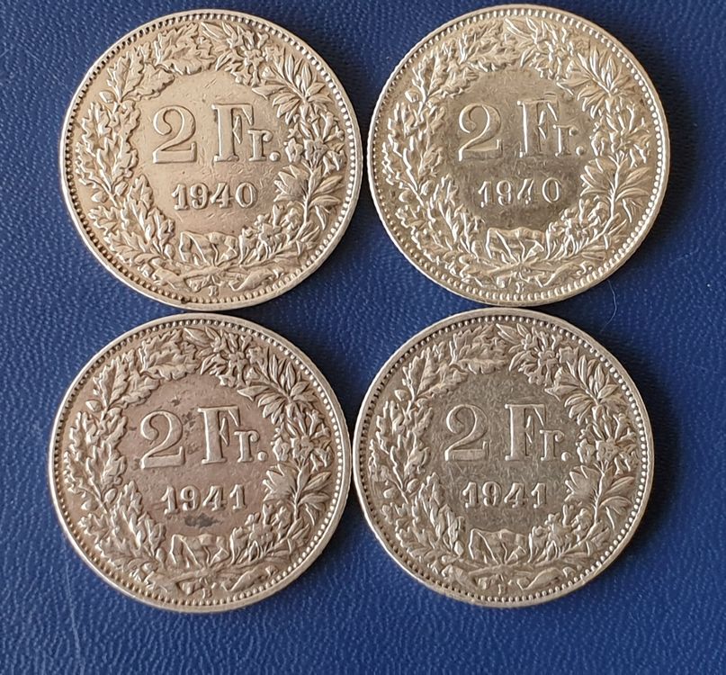 2 Franken 1940 + 1941 je 2x Silber (Gebraucht) in Wallisellen für CHF 25 – mit Lieferung auf ...