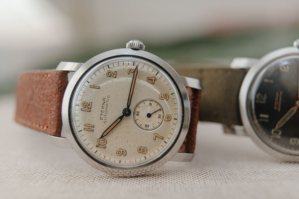 Vintage Eterna Bumper Field Watch w/ Radium white Dial 34mm (Gebraucht ...
