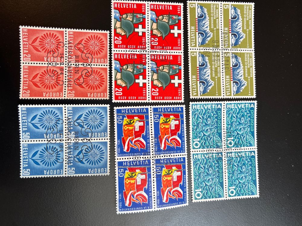 6 blocs de 4 timbres oblitérés 1964 selon photo (Gebraucht) in Charmey ...