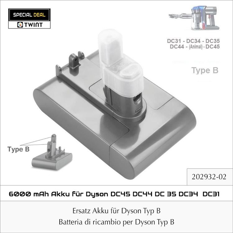 Dyson DC45 Akku 6000 mAh 202932-02 DC44 DC31 DC35 Typ B | Kaufen auf ... Dyson DC45 Akku 6000 mAh 202932-02 DC44 DC31 DC35 Typ B | Kaufen auf ...