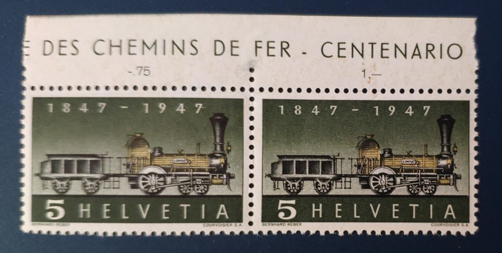 100 Jahre Eisenbahn 1847 - 1947 aus Bogen** oben 3+4 (Gebraucht) in Volketswil für CHF 1 – mit ...