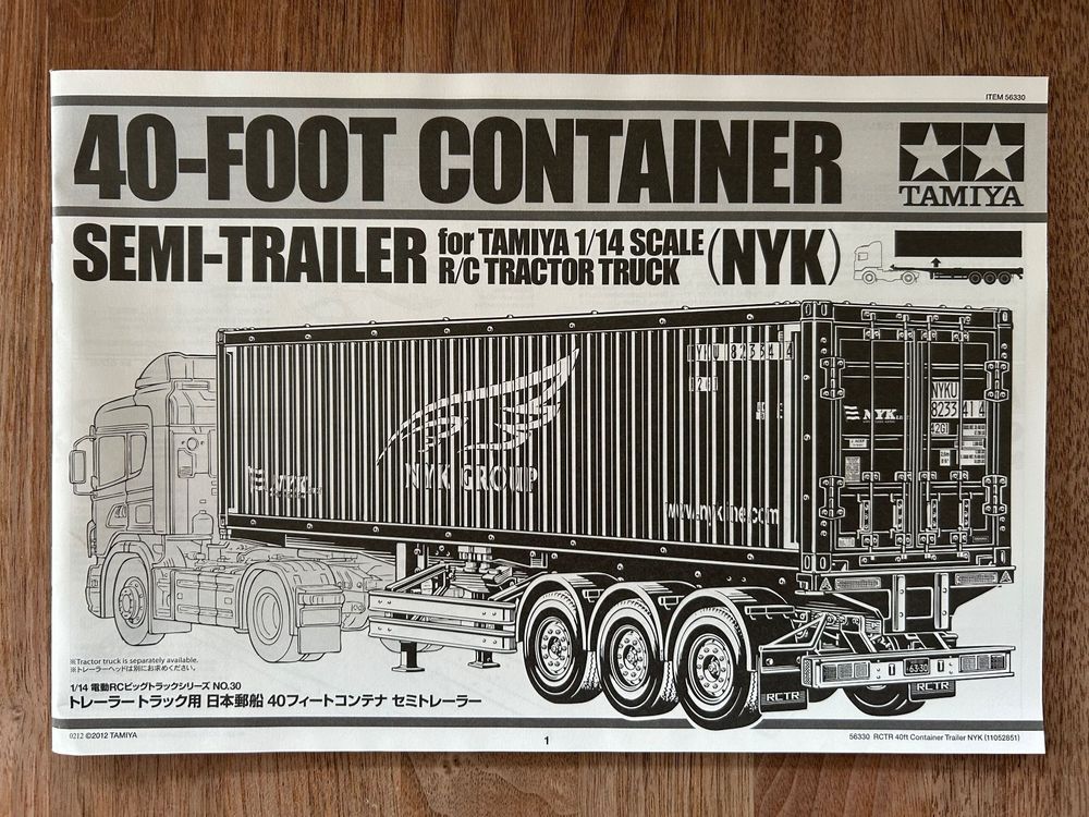 Tamiya 40-Fuss Container Semi-Trailer Bausatz 1:14 Truck (Neu und ...