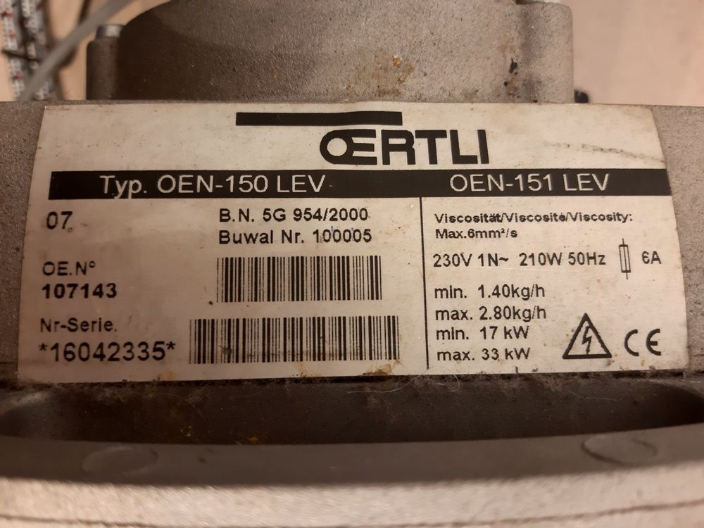 Ölbrenner Oertli OEN-150 LEV Brenner Oelbrenner | Kaufen auf Ricardo