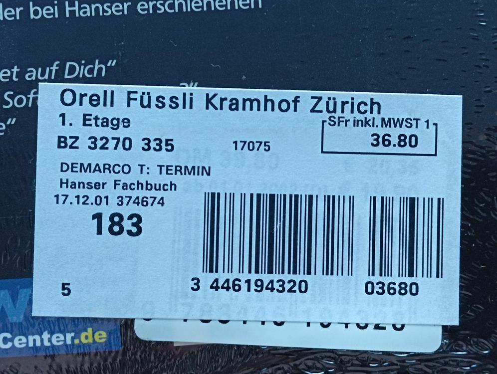 Tom DeMarco DER TERMIN Projektmanagement Softwareentwicklung (Neu ...