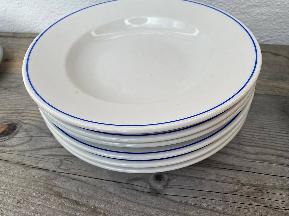 6 Stk. klassische Suppenteller Langenthal vintage RAND BLAU (Gebraucht ...