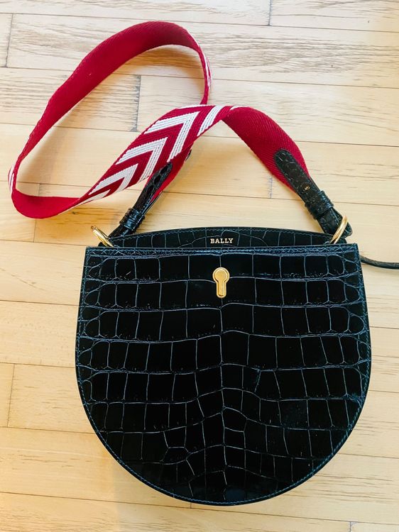Bally Cecyle black crocodile embossed Tasche | Kaufen auf Ricardo