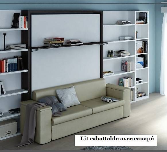 Lit escamotable 160 x 200 sans fixation et avec Canapé (Neuf avec ...