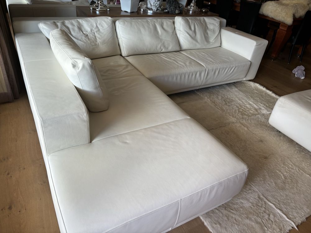 Weisses Ecksofa Leder Couch L-Form Sofa (Gebraucht) in Valbella für CHF ...