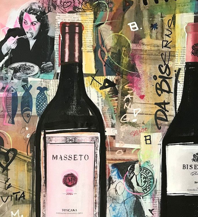 Wein Vino Pop Art Kunst Masseto Biserno Sassicaia Italia (Neu (gemäss ...