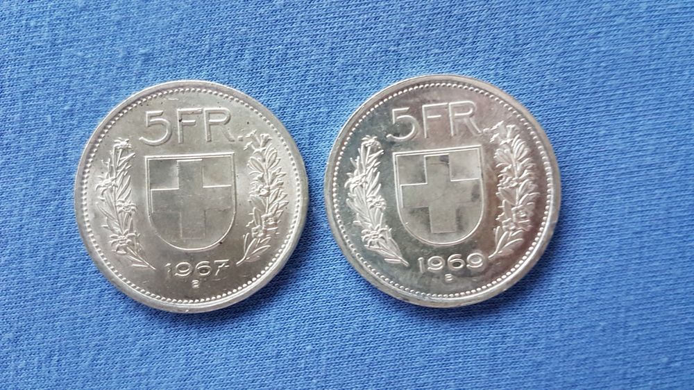 2 x 5 Franken Silbermünzen 60ger Jahre ab nur 1 Franken!! (Gebraucht) in Camignolo für CHF 16 ...
