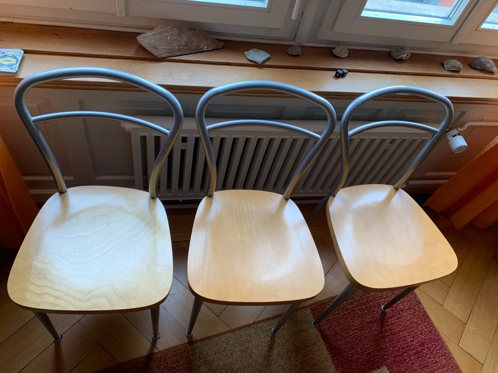 6 Stühle Vintage Design Holz und Alu evtl. Calligaris (Gebraucht) in ...