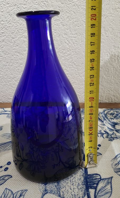 Carafe en verre bleu Cobalt signée 27.5 Cm pièce rare ! (Gebraucht) in ...