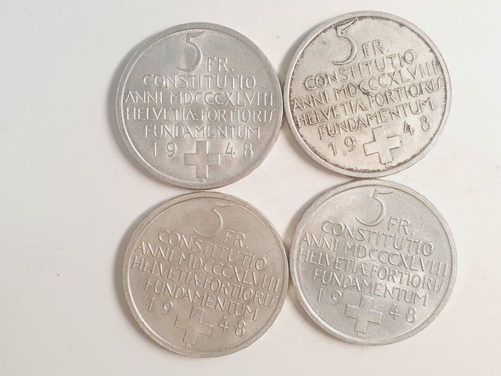 4 x 5 Fr Silber Gedenkmünze 1948 (Gebraucht) in luzern für CHF 42 – mit Lieferung auf Ricardo kaufen