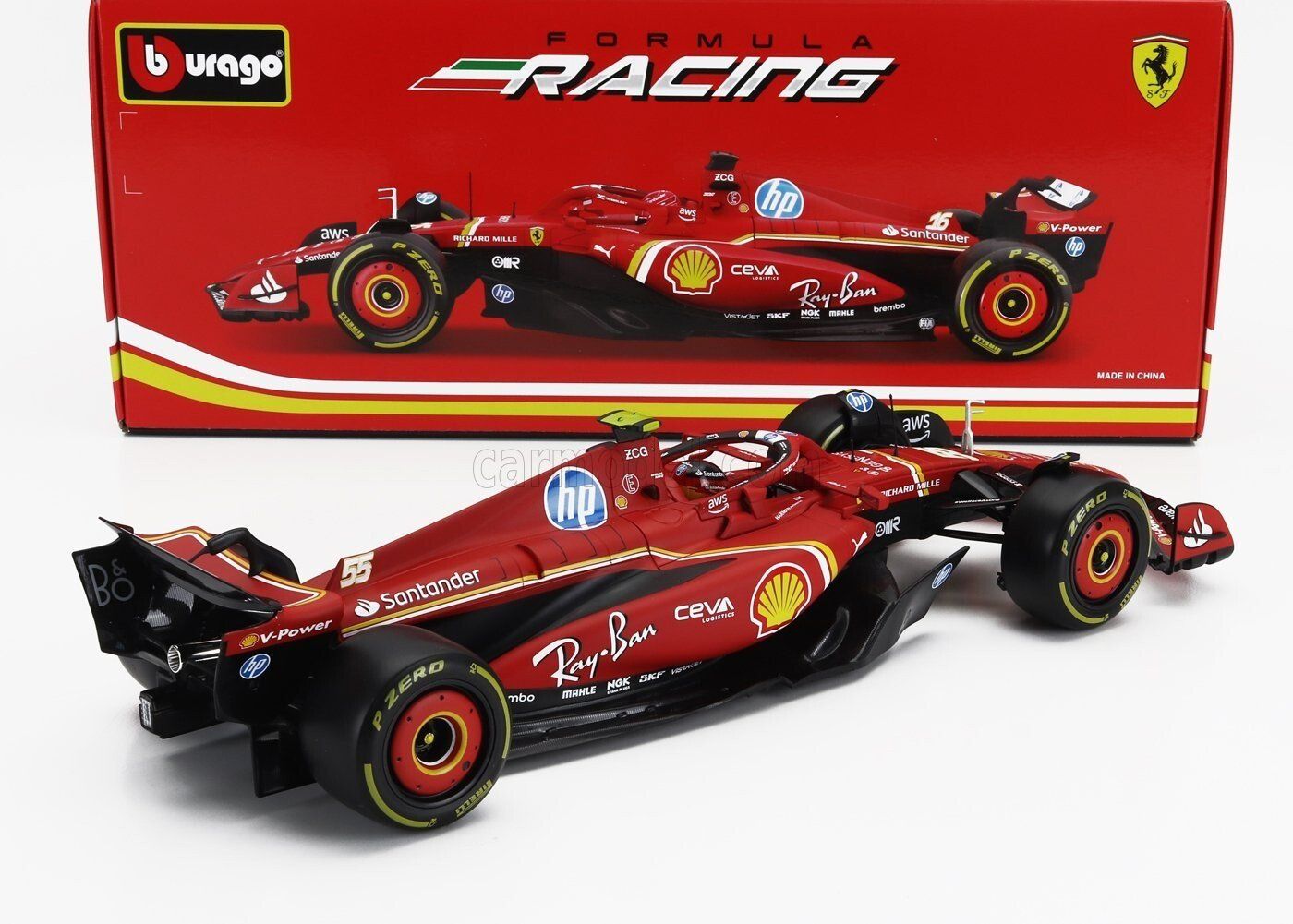 FERRARI F-24 SCUDERIA FERRARI #55 SAINZ 1/18 Bburago NEU (Neu und ...