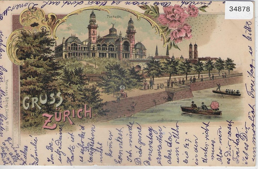 Gruss aus Zürich - Tonhalle - Litho 1898 (Gebraucht) in Ettingen für CHF 5 – mit Lieferung auf ...
