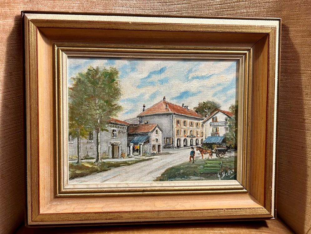 Peinture « Carouge, Place d’Armes en 1934 » d’Émile Helfer (D'occasion) à Petit-Lancy pour CHF ...