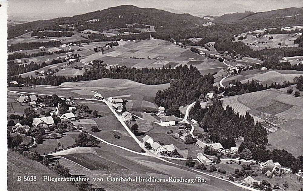 Gambach-Hirschhorn-Rüschegg, Fliegeraufnahme 1961 | Kaufen auf Ricardo