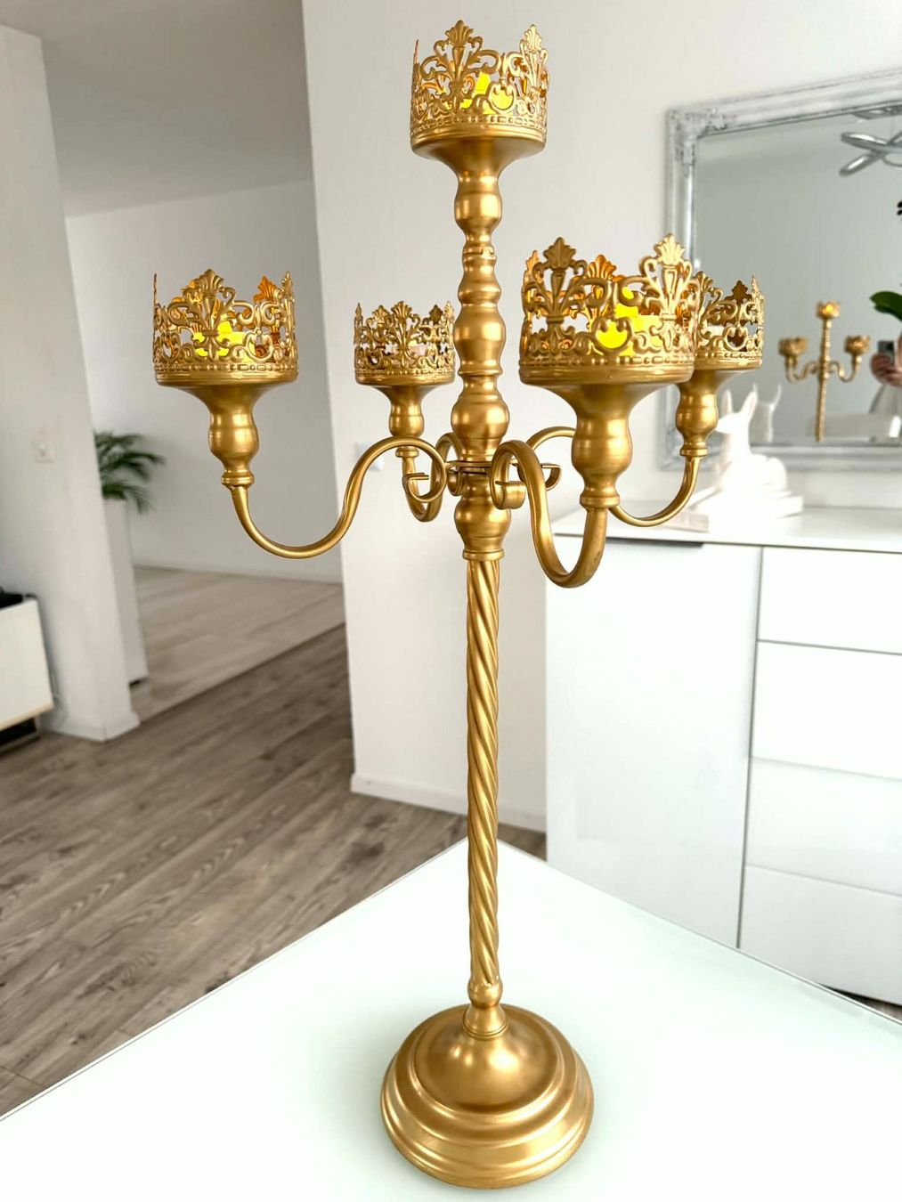 50% Rabatt 🥳 Grosse 78 cm Kerzenständer Deko Edel Goldig (Neu (gemäss ...