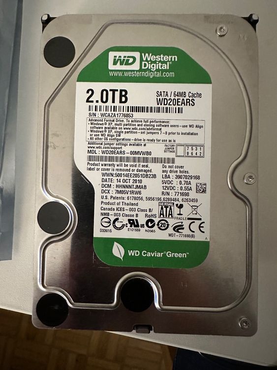 Western Digital Green WD20EARS 2 TB 3.5" SATA HDD | Kaufen auf Ricardo