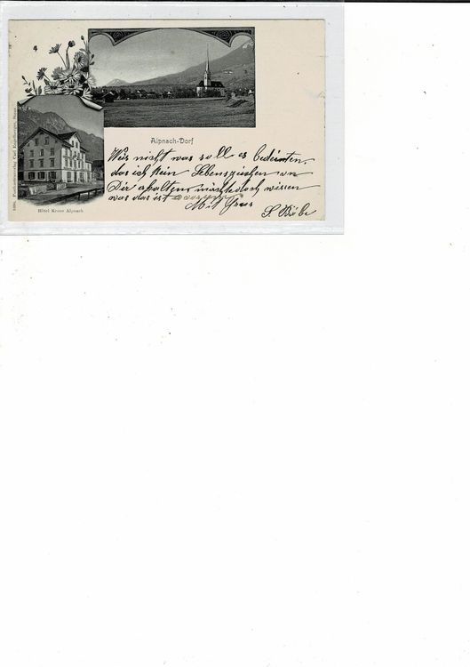 ALPNACH - DORF sehr schöne Zweibildkarte mit Hotel Krone OW (Gebraucht) in Hergiswil NW für CHF ...