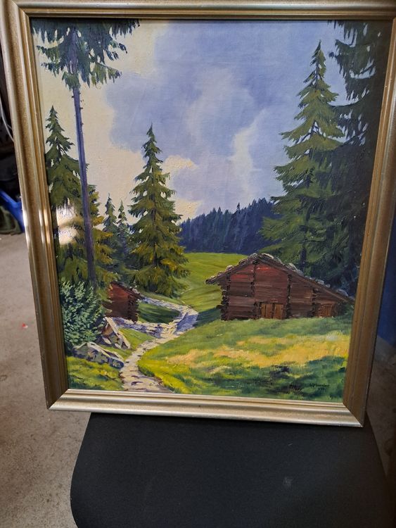 W.Monnier Ölgemälde Chalet Landschaft signiert | Kaufen auf Ricardo