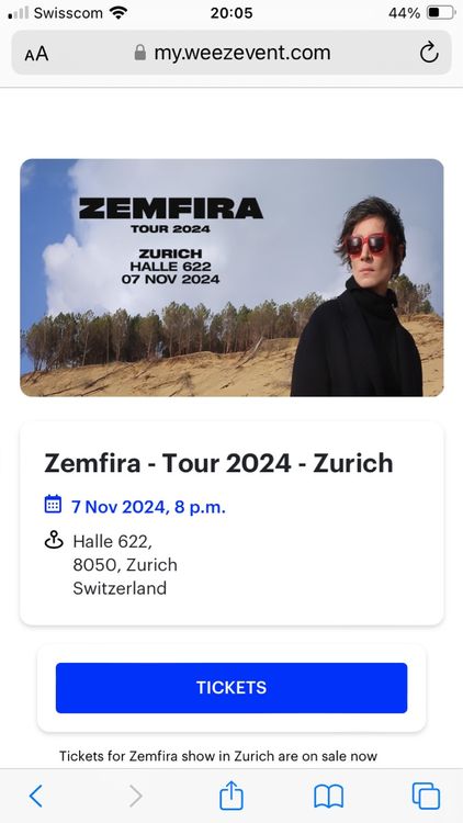 Zemfira Zürich 7.11.24 Stehplatzticket (Neu (gemäss Beschreibung)) in ...