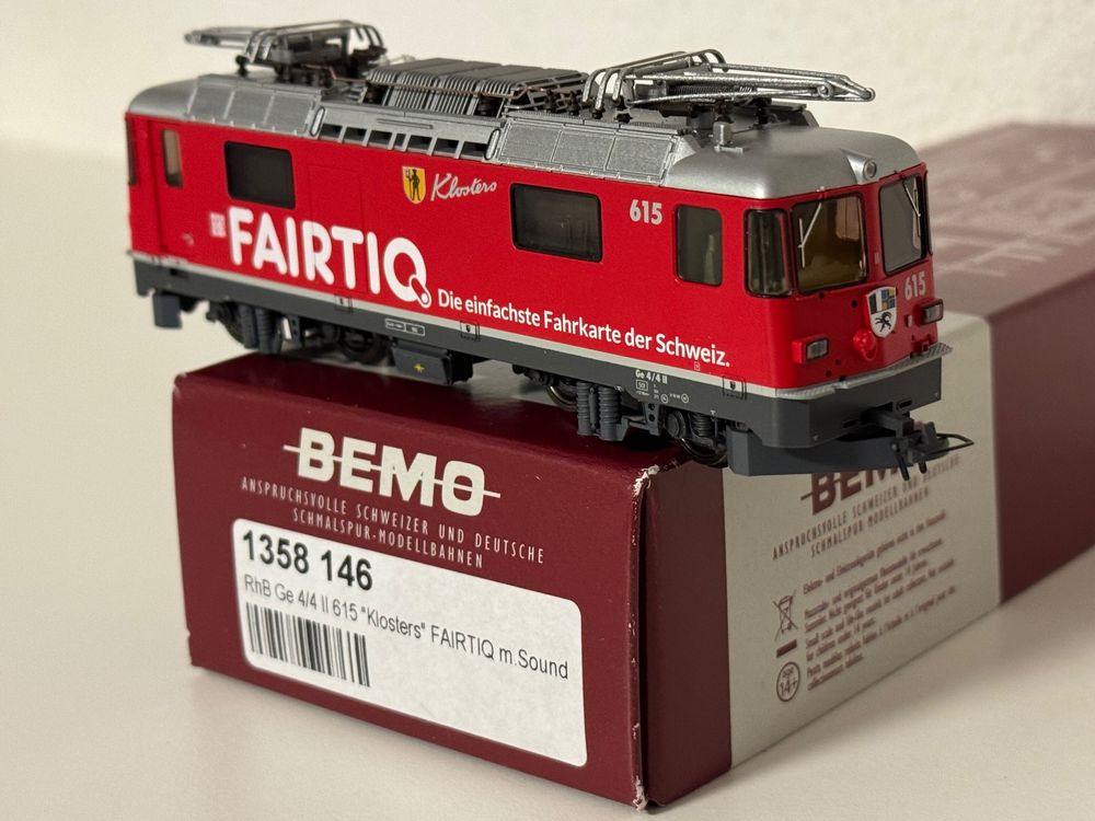 Bemo H0m1358 146 Ge 4/4 II 615 Klosters FAIRTIQ ESU V5 SOUND (Neu ...