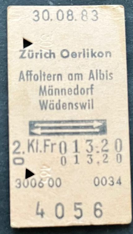 Zürich Oerlikon Affoltern am Albis Männedorf Wädenswil/ 1983 (Gebraucht) in Wabern für CHF 2 ...