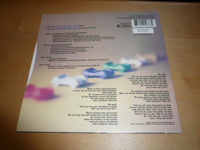 DISHWALLA Counting Blue Cars - UK 1996 A&M Records 581 978-7 | Kaufen ...