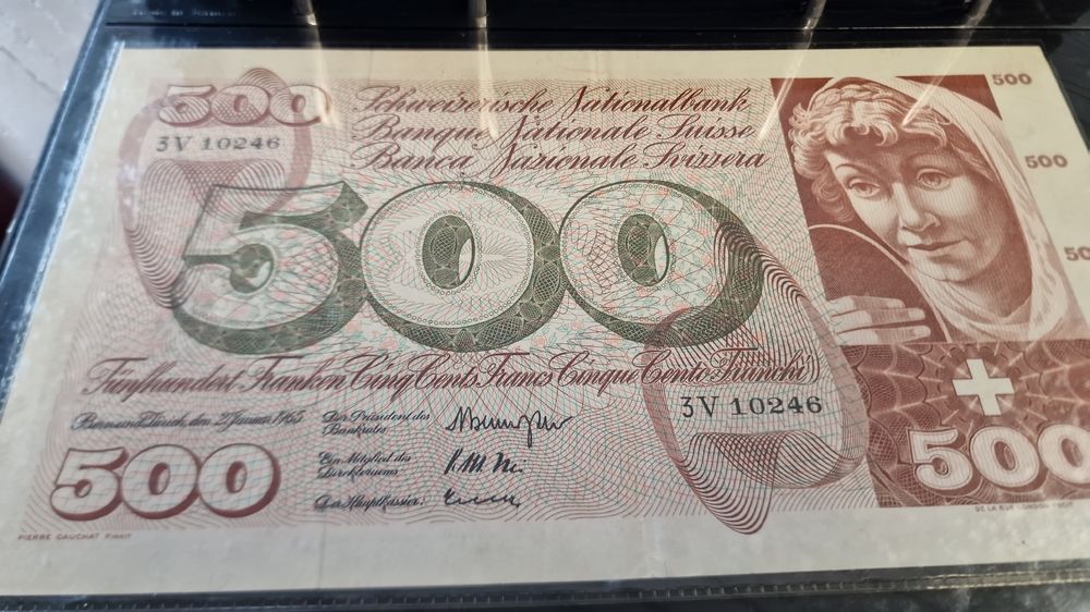 Antike 500 Franken Note, Jahrgang 1965, Rarität! (Gebraucht) in Herisau ...