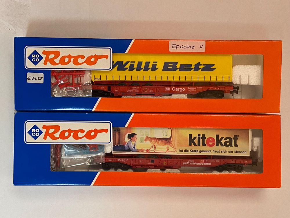2 x Roco (H0 GS) DB Taschenwagen mit Lkw-Sattelaufliegern | Kaufen auf ... 2 x Roco (H0 GS) DB Taschenwagen mit Lkw-Sattelaufliegern | Kaufen auf ...