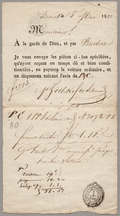 Fuhrmannsbrief von "MORAT" Murten nch Vevey (Gebraucht) in Vilters für CHF 209 – mit Lieferung ...